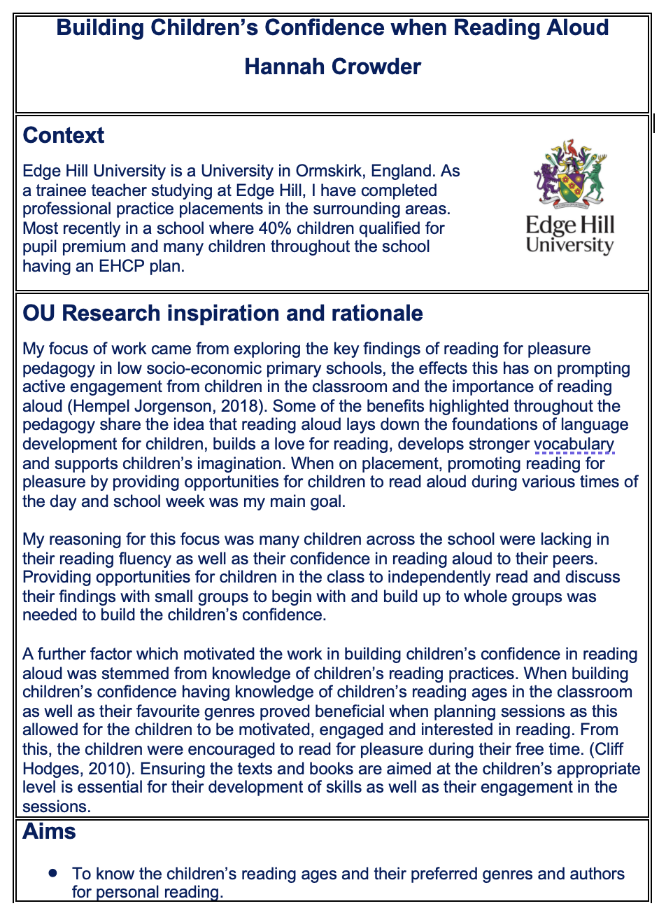 Building children's confidence when Reading Aloud - Reading for Pleasure