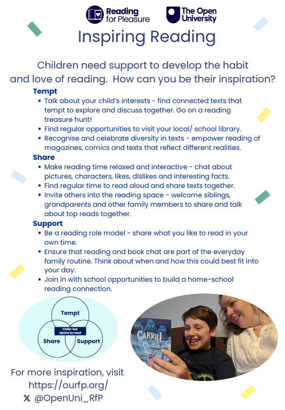 Inspiring Reading at Home - poster - Reading for Pleasure